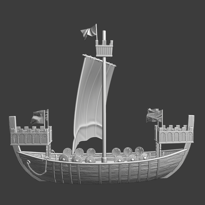 3D Printable Medieval crusader Ship - Nef style by Northern Crusades Miniatures